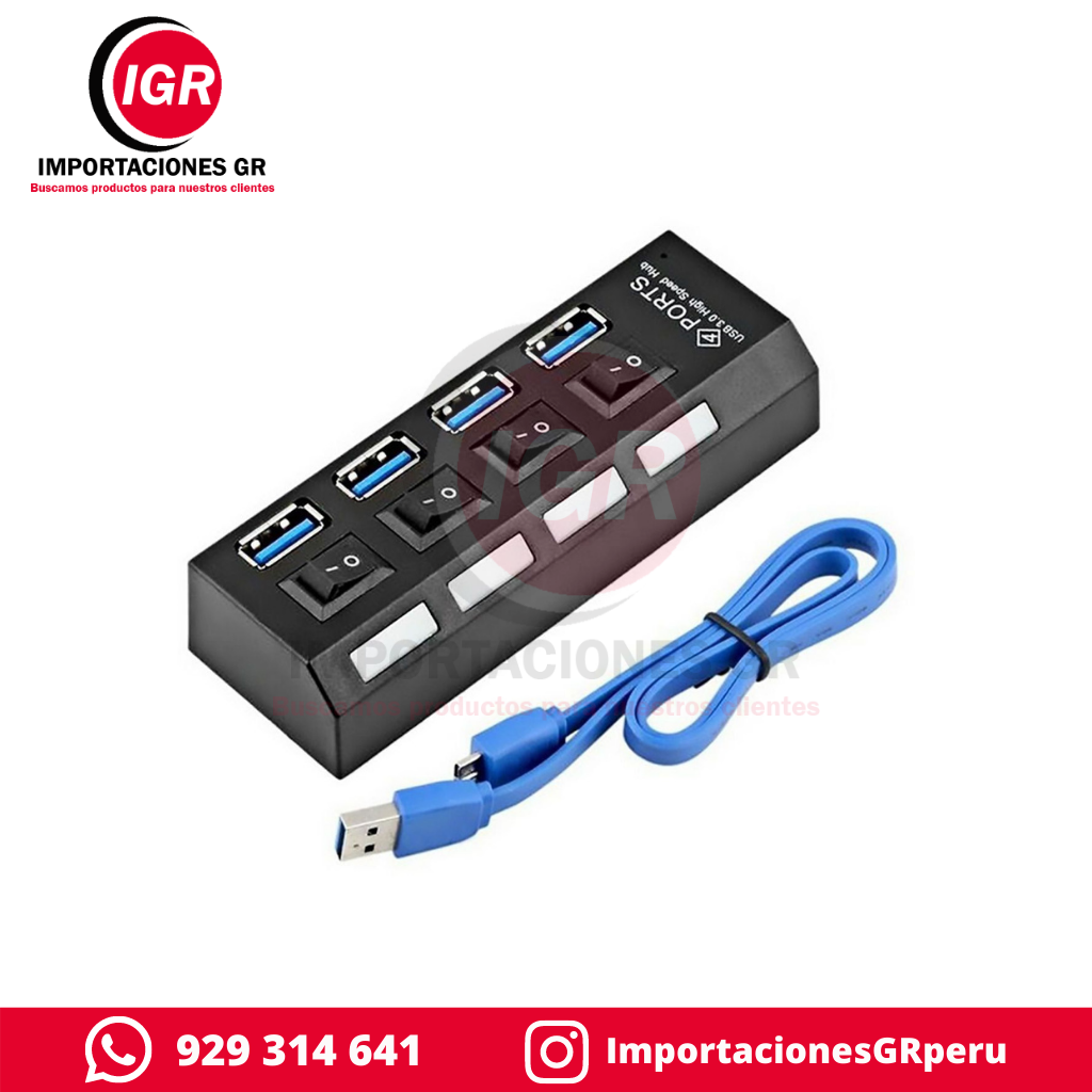 HUB USB 3.0 4 PUERTOS CON SWITCH – Soluciones GR